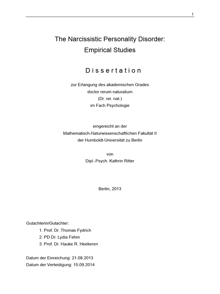 The Narcissistic Personality Disorder | PDF | Narcissism | Diagnostic ...