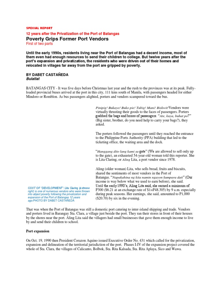 SPECIAL REPORT For Ppa Port Expansion | PDF | Philippines | Government