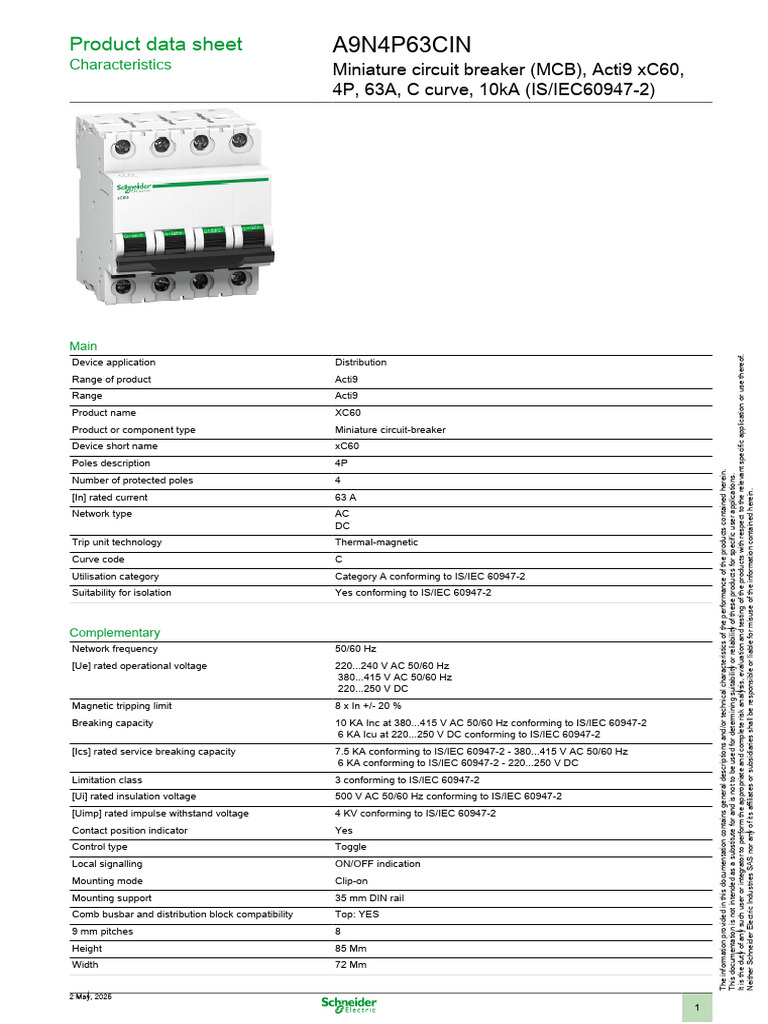 A9N4P63CIN DATASHEET IN en-IN | PDF | Alternating Current | Electrical ...