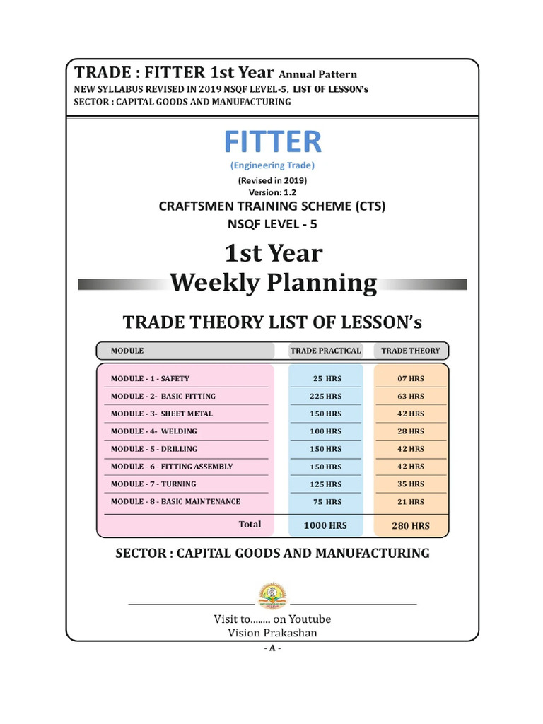 Weekly Plan For Fitter Trade by Vikesh Dubey | PDF