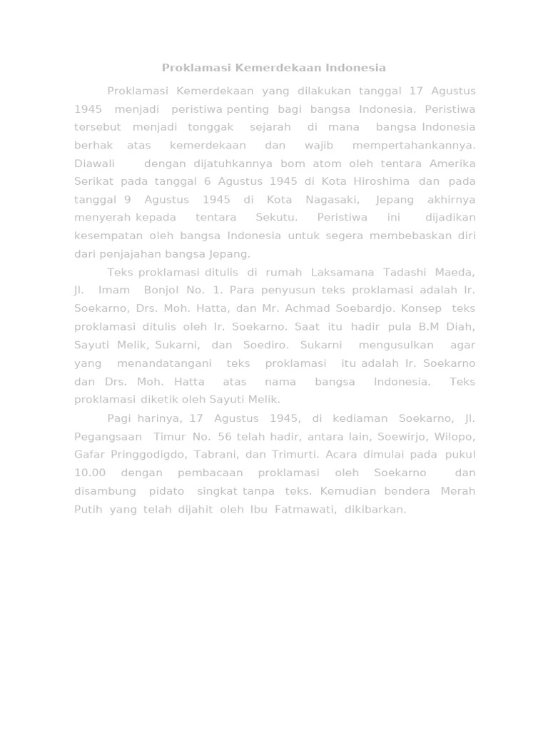 Penulis Proklamasi Kemerdekaan RI | PDF