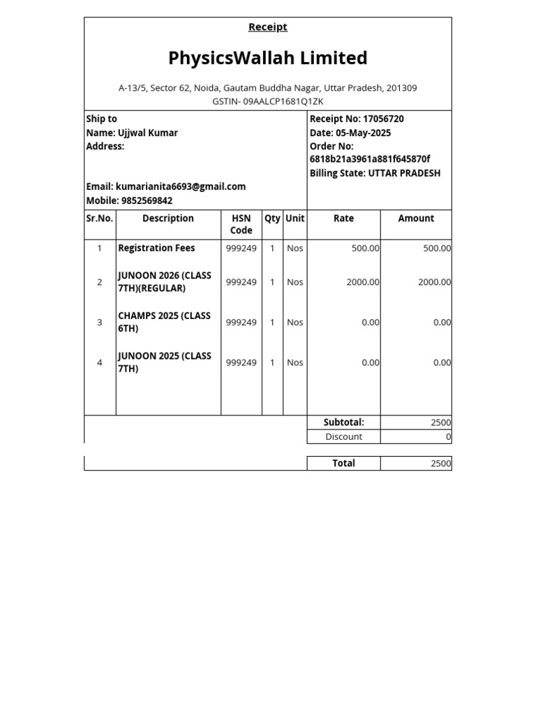 Receipt | PDF