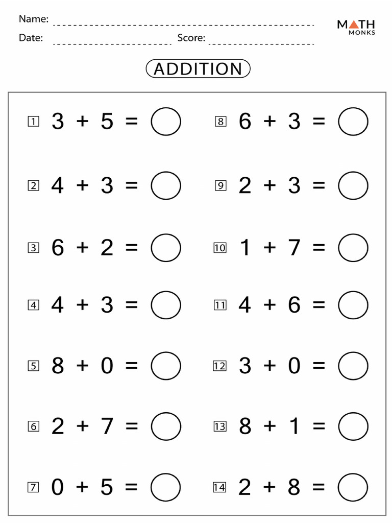 Printable Addition Worksheets | PDF
