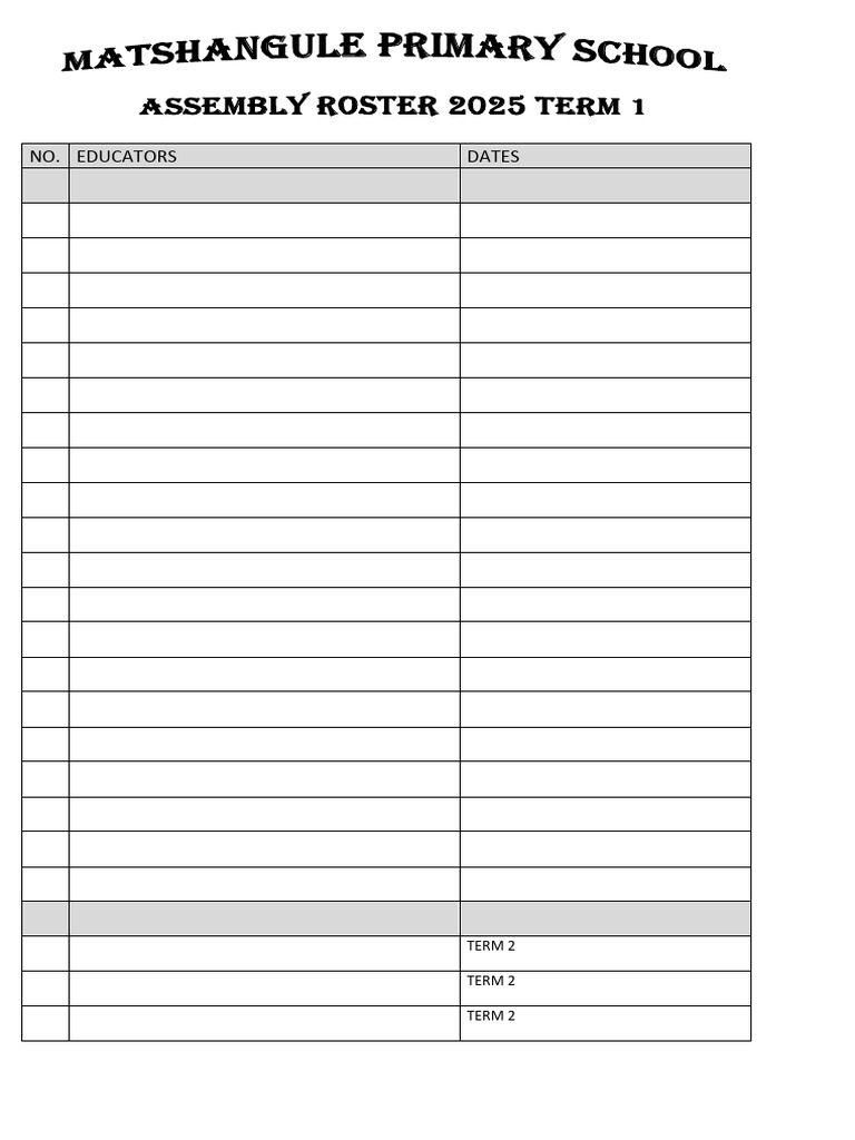 2025 School Roster and Schedule | PDF