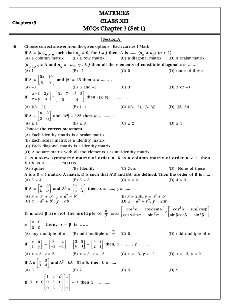 MCQs Chapter 3 (Set 1) | PDF