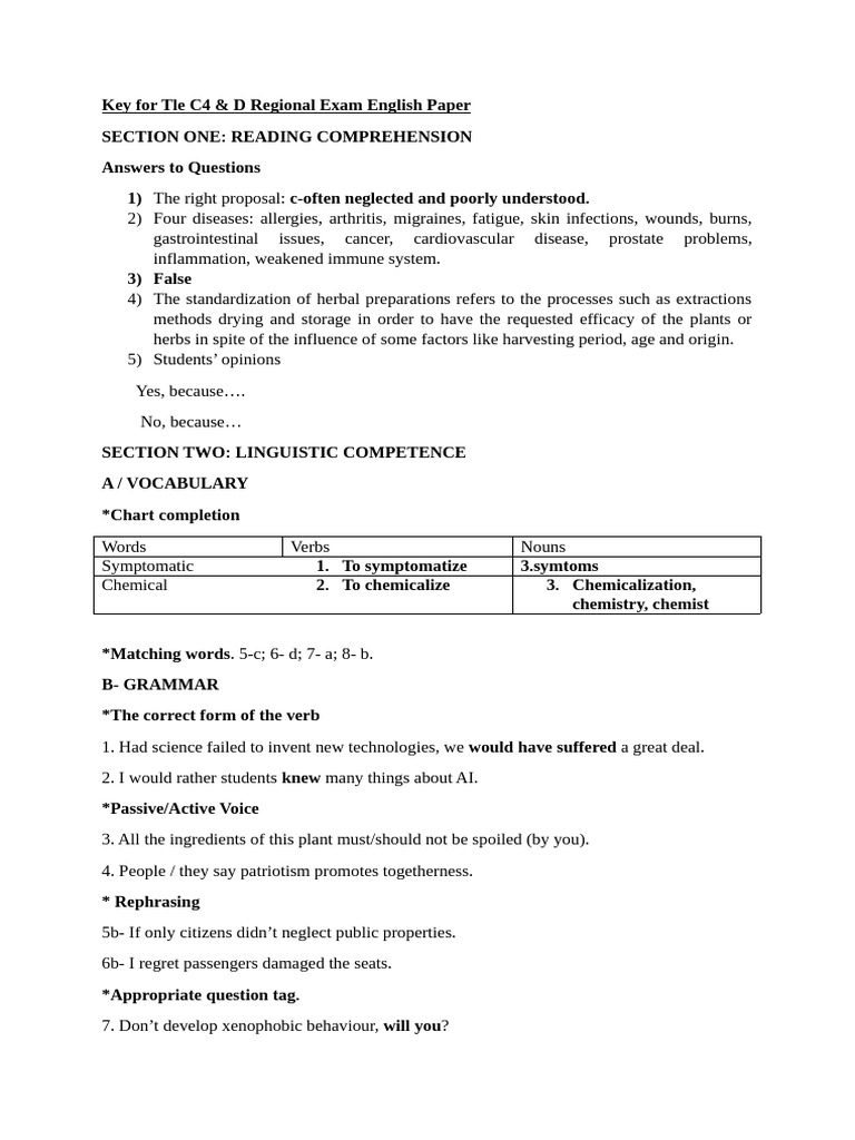 Sample Ans Tcd for 2nd s | PDF | Linguistics