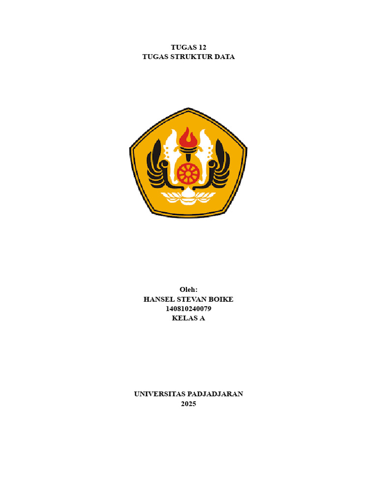 Tugas 12 Struktur Data Queue Dan Stack Hansel Stevan Boike 140810240079 | PDF