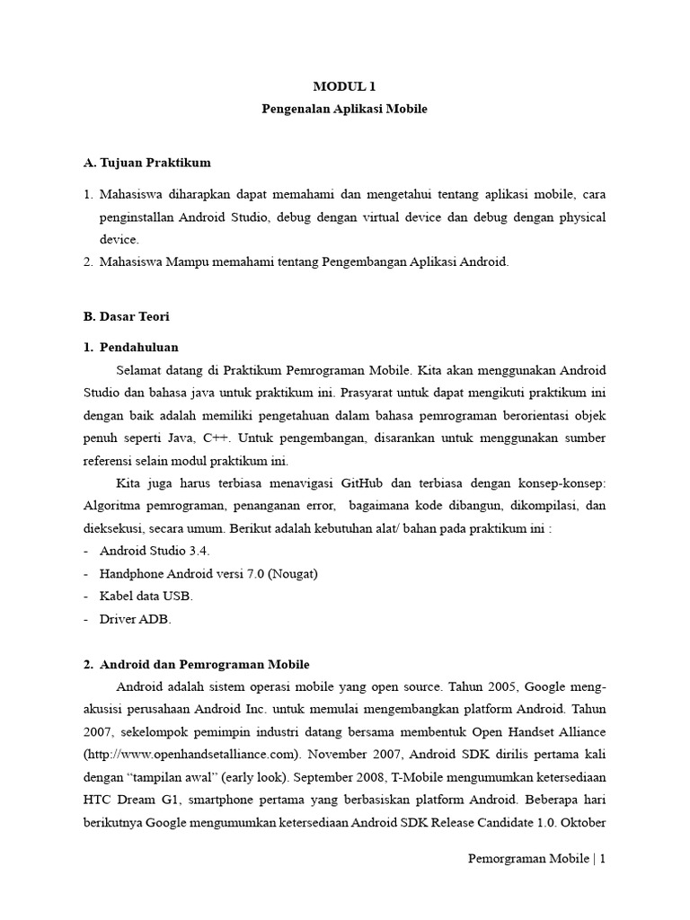 Modul 1. Pengenalan Aplikasi Mobile | PDF