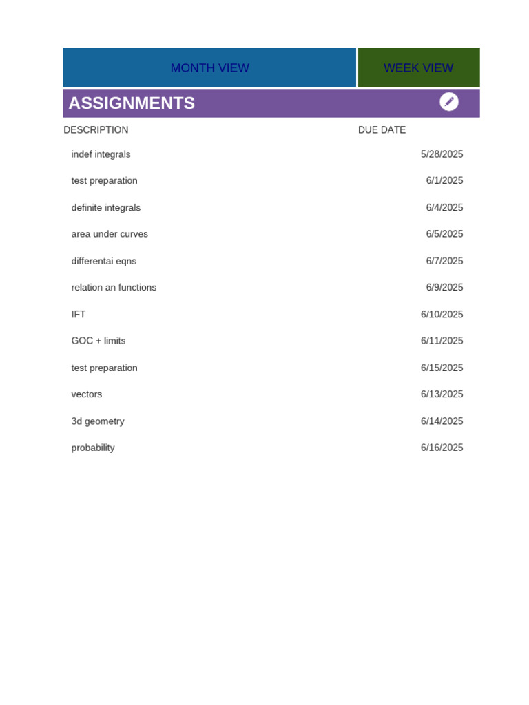 Student Assignment Planner | PDF