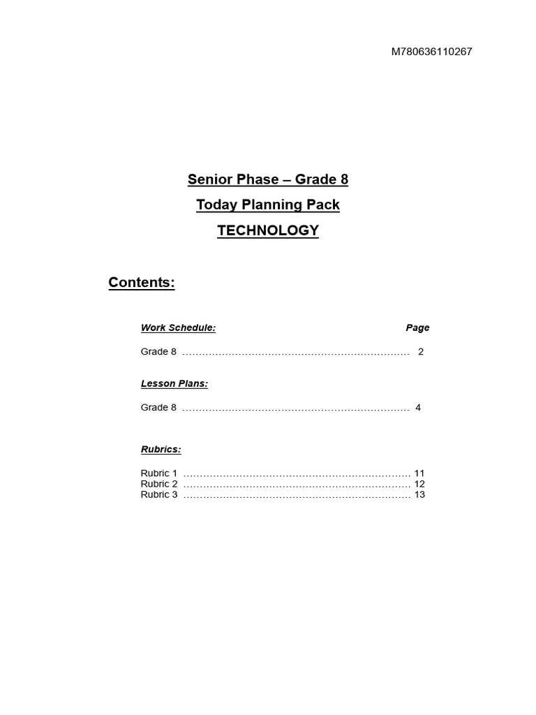 Today Grade 8 Technology Planning Pack | PDF | Learning | Teaching Method