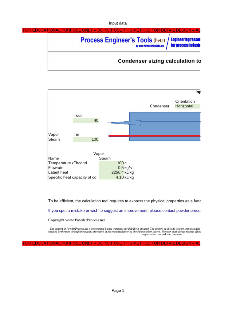 Condenser Sizing Calculation Tool | PDF | Heat Exchanger | Reynolds Number