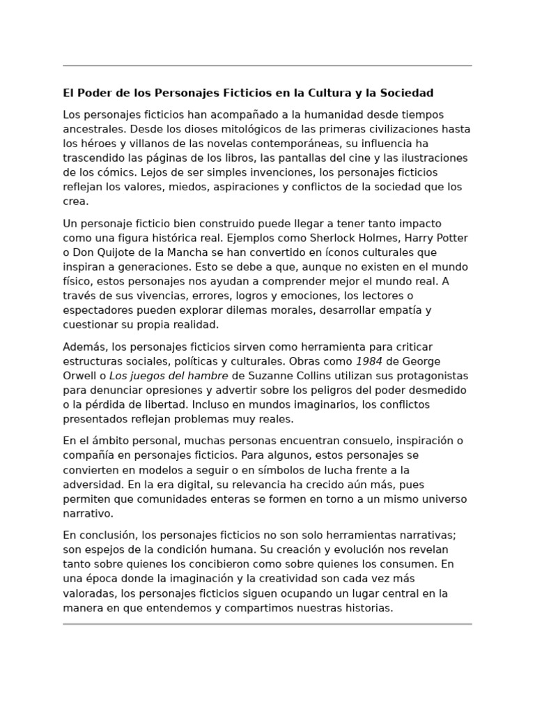 Impacto de Personajes Ficticios en la Sociedad | PDF
