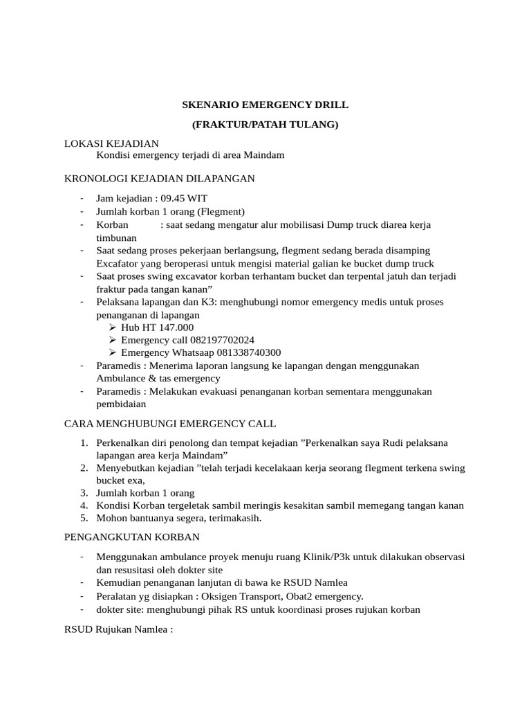 Skenario Emergency Drill Revisi Done | PDF