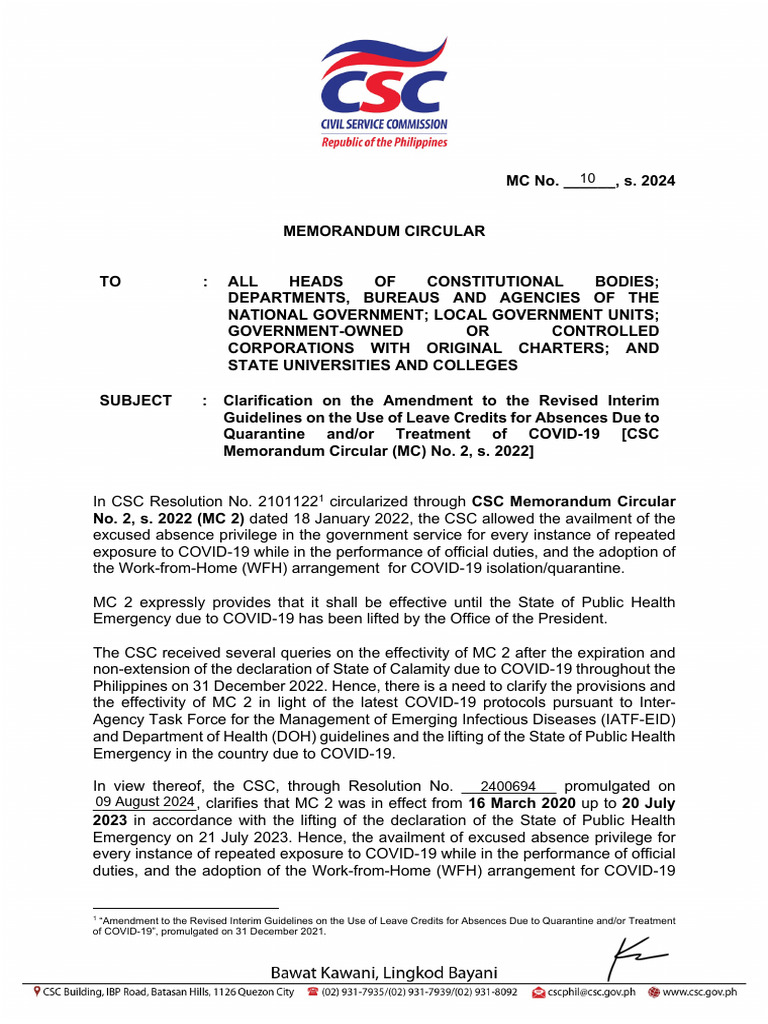 COVID-19 Leave Credit Guidelines Update | PDF | Quarantine