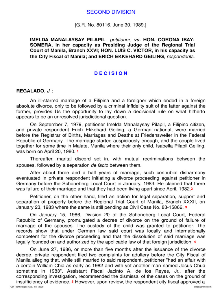 Pilapil v. Ibay-Somera | PDF | Arraignment | Husband