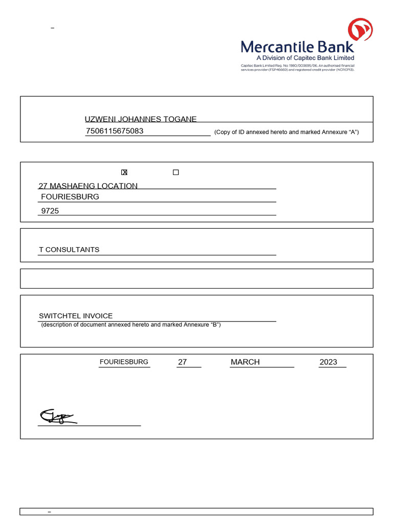 Form 438 Co-Habitant Declaration To Confirm Trading Address of Pty (LTD ...
