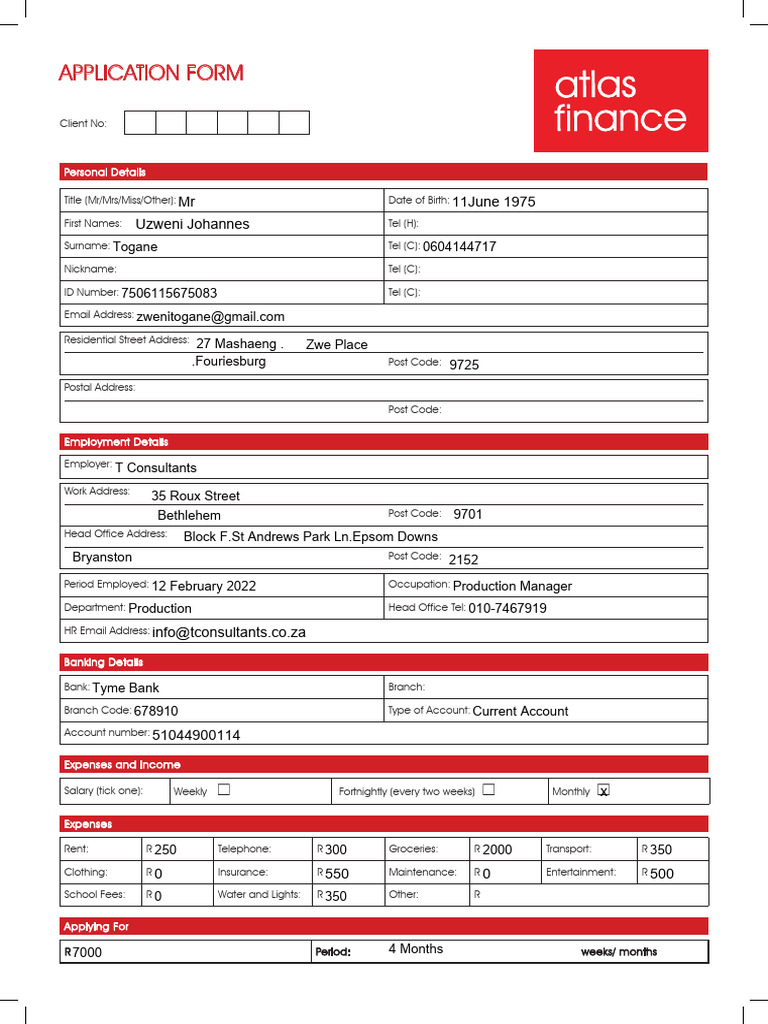Atlas Application Form | PDF | Business
