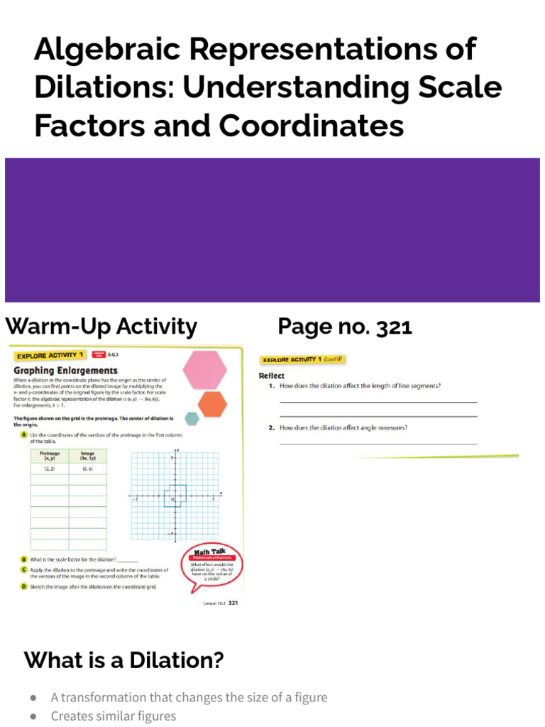 Algebraic Dilation and Scale Factors | PDF