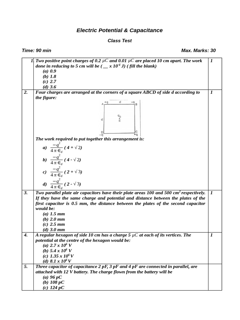 Electric Potential and Capacitance | PDF | Capacitance | Capacitor