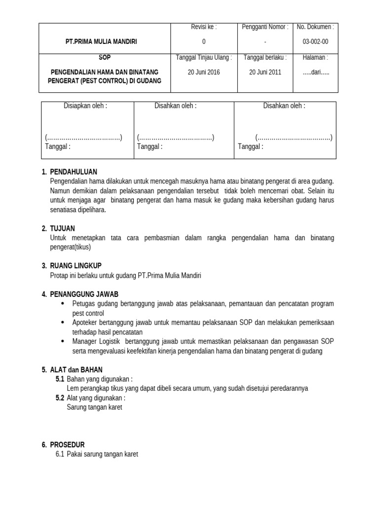 PROTAP PENGENDALIAN HAMA | PDF