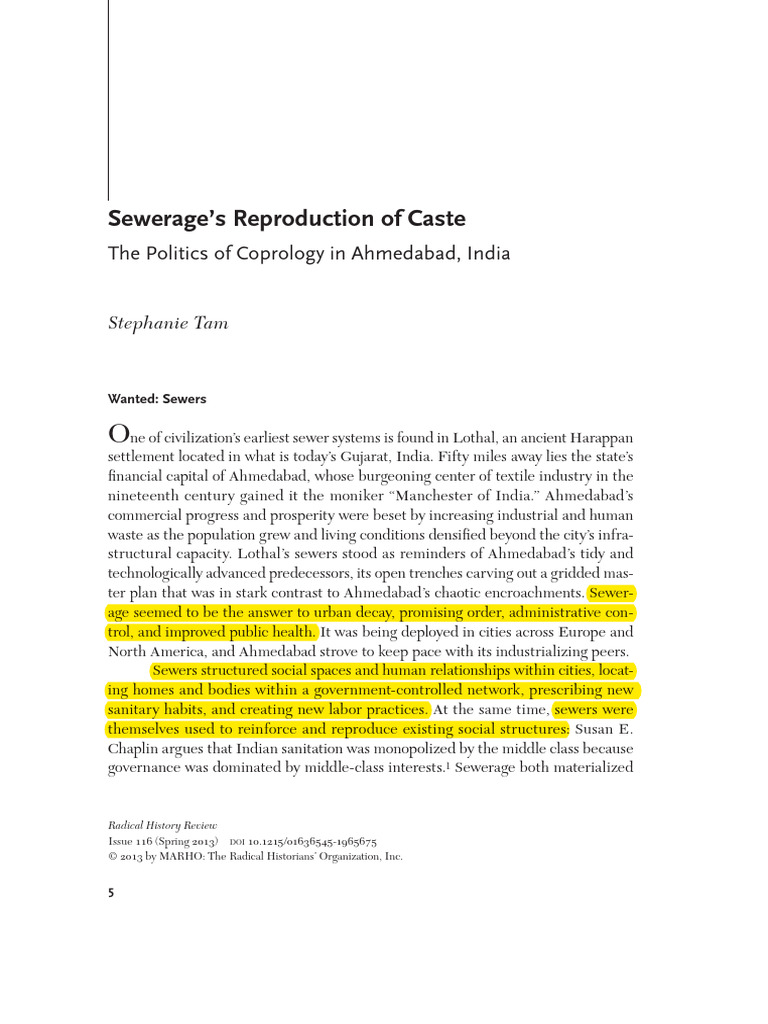 Caste and Sewerage Politics in Ahmedabad | PDF | Sanitary Sewer | Sewerage