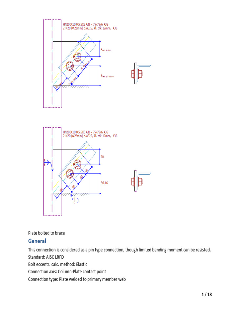 8.SC8-CVR-SHEAR (H200x100x5.5x8) - PL12-M20-W8-L75X75X6 | PDF | Bending ...