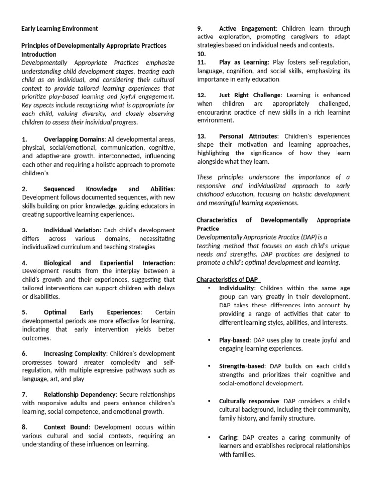 Developmentally Appropriate Practices in Early Learning | PDF ...