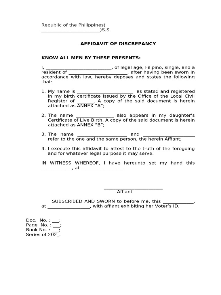 Affidafit of Discrepancy | PDF