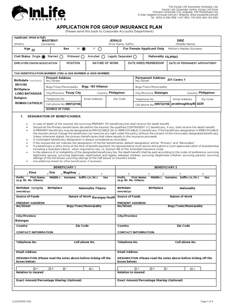 Beneficiary Designation Form V3 | PDF | Insurance | Life Insurance