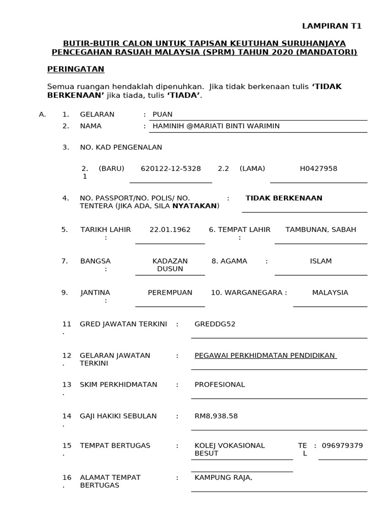Lampiran t1 Tapisan Keutuhan Kosong | PDF