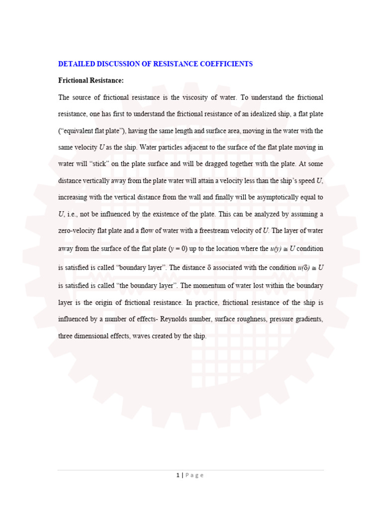 3.1 Lecture - DETAILED DISCUSSION OF FRICTIONAL RESISTANCE COEFFICIENTS | PDF | Drag (Physics ...