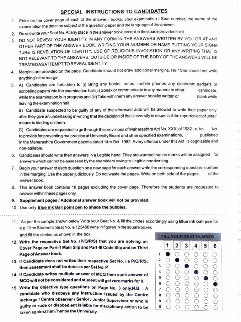 Instructions For Students | PDF