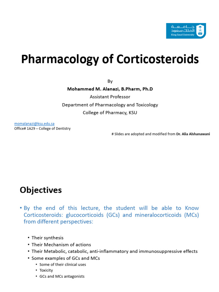 L6) Pharmacology of Corticosteroids | PDF | Glucocorticoid | Cortisol