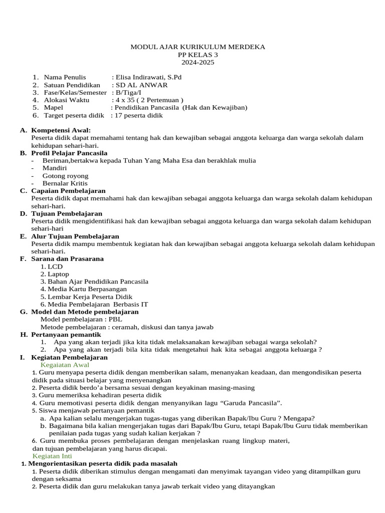 Modul Ajar Supervisi | PDF