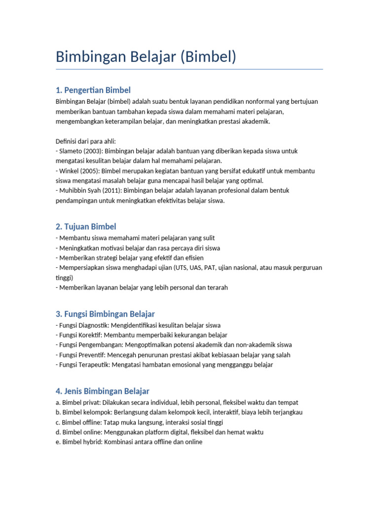 Bimbingan Belajar Bimbel | PDF