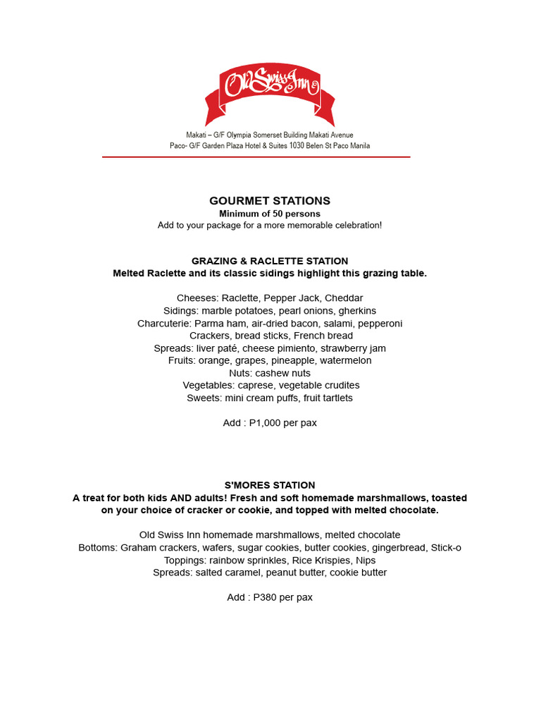 Osi Add Ons - Food Stations | PDF | Food And Drink Preparation ...