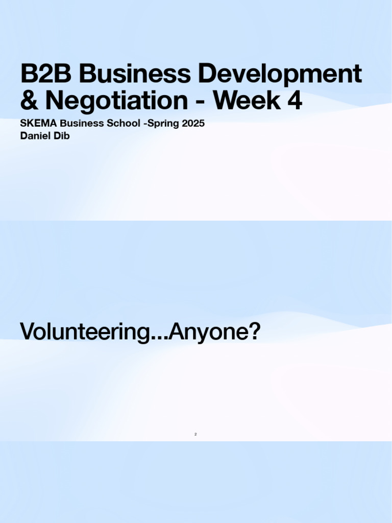 Teacher Slides B2B BizDev SKEMA Spring 2025 W4 | PDF | Negotiation | Dispute Resolution