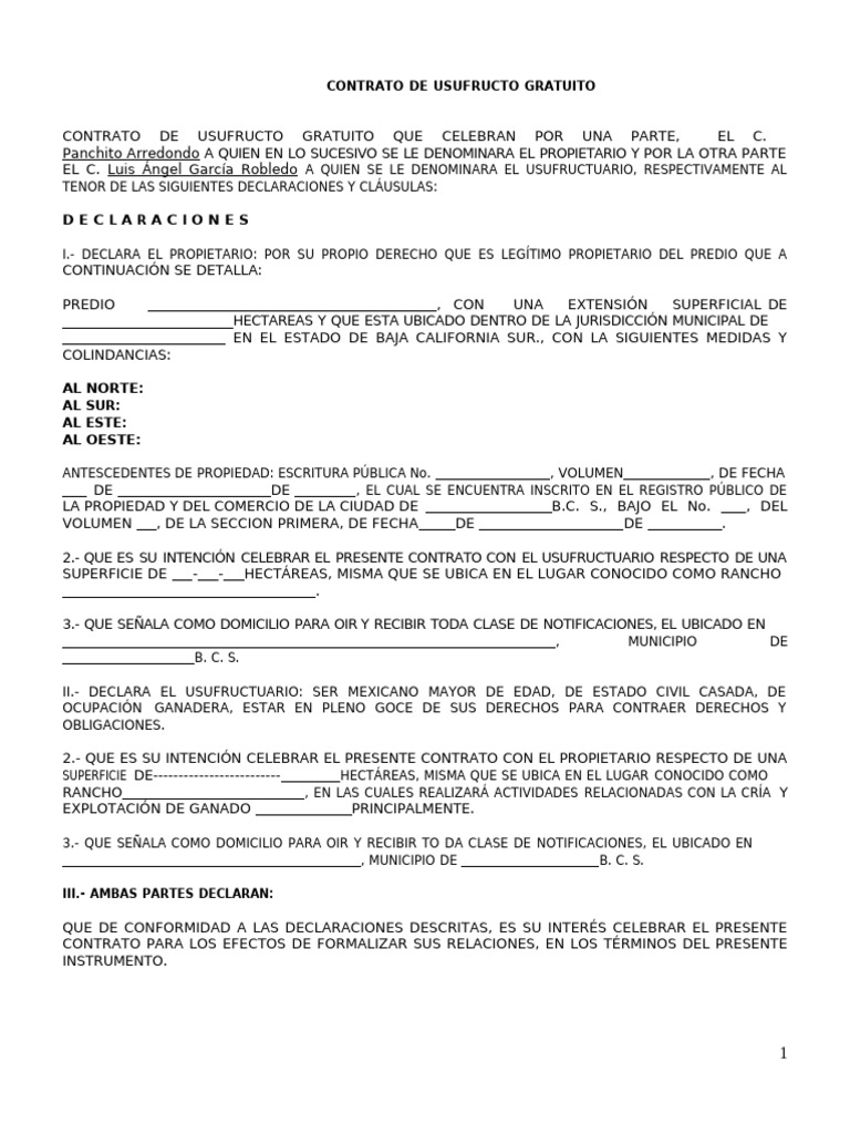 Contrato de Usufructo | PDF | Propiedad | Ley común
