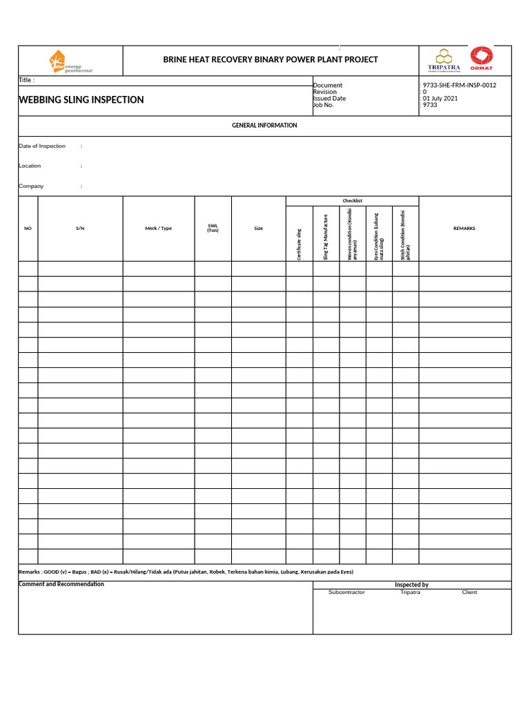 9733-Webbing Sling Inspection - Rev0 | PDF