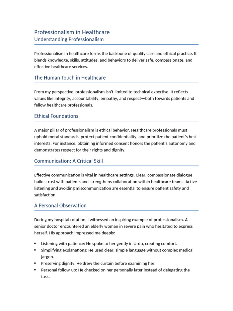 Professionalism in Healthcare-4 | PDF