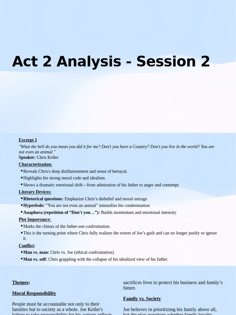 All My Sons - Act 2 - Literary Analysis Session 2 | PDF | Guilt ...