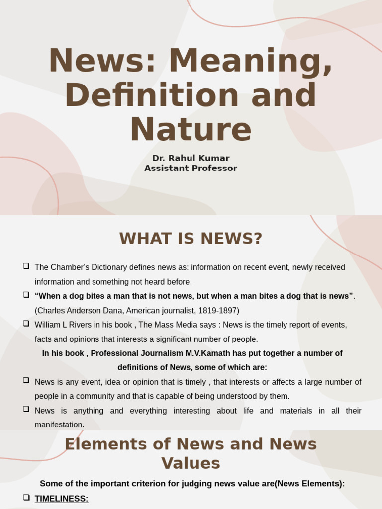 Understanding News: Definition & Nature | PDF | News | Mass Media