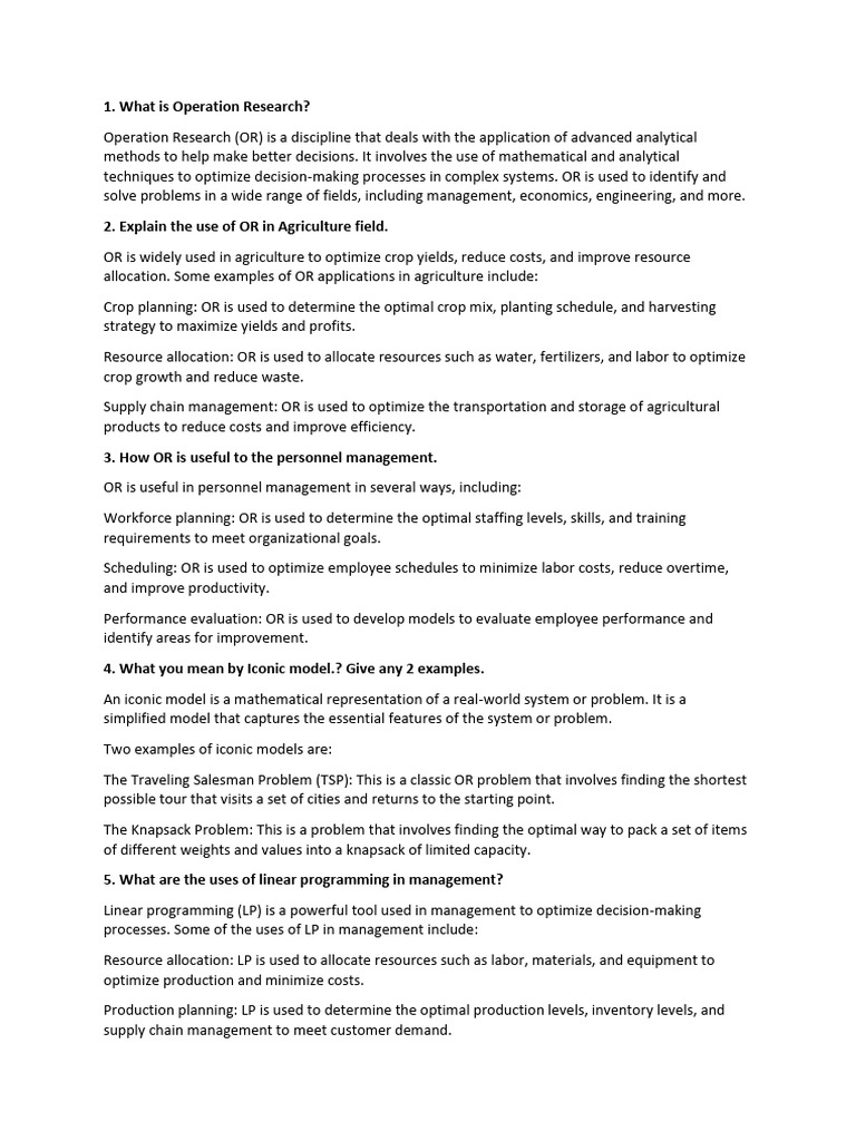 Understanding Operation Research Applications | PDF | Mathematical ...