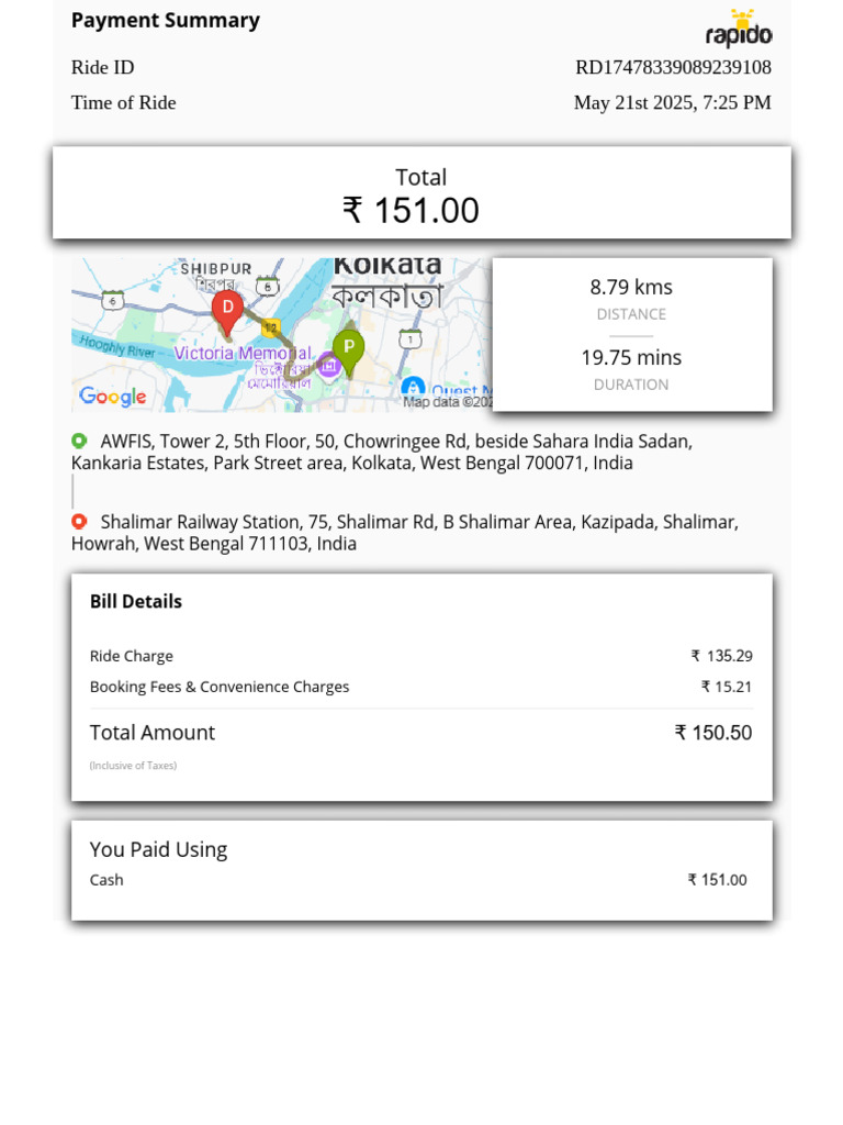Ride Invoice for West Bengal Trip | PDF | Invoice | Taxation