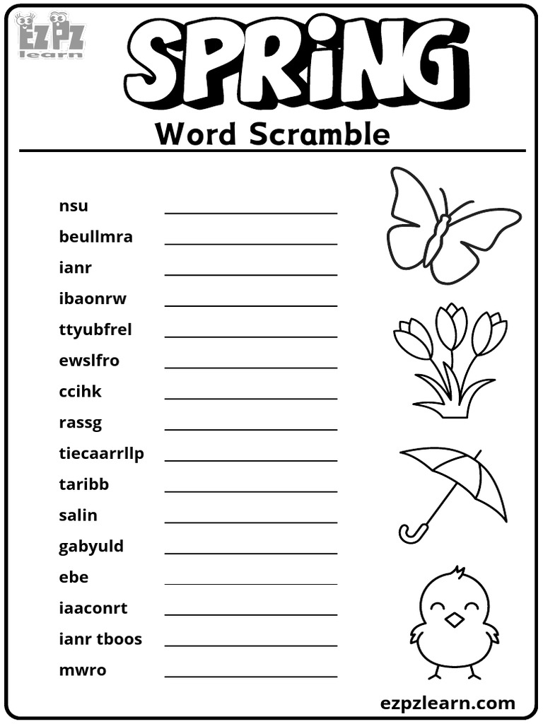 Spring Season Word Scramble 16 Words | PDF