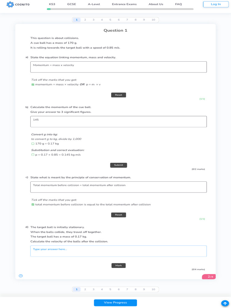 Momentum Exam-Style Questions GCSE Physics Edexcel Higher Triple ...