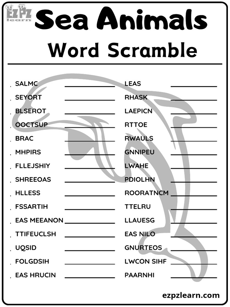 Ocean Animals Word Scramble | PDF