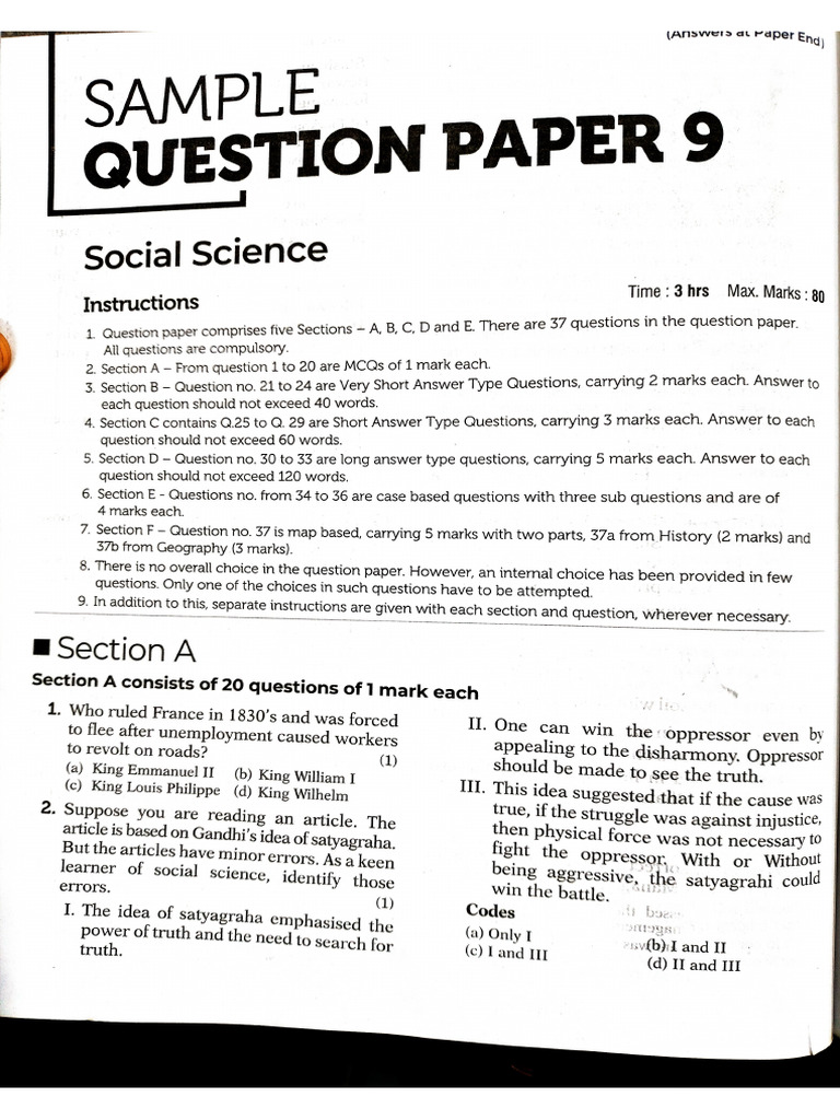 SST Practice Questions Paper - 5 | PDF