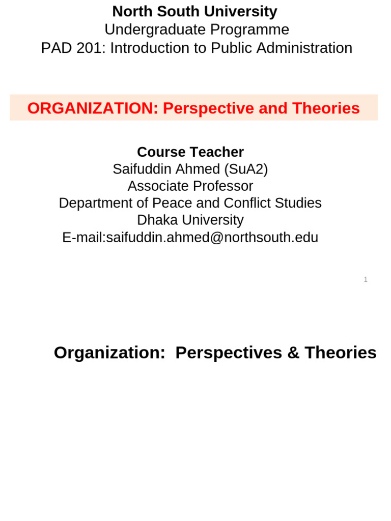 Organization Perspectives & Theories Overview | PDF | Systems Theory ...