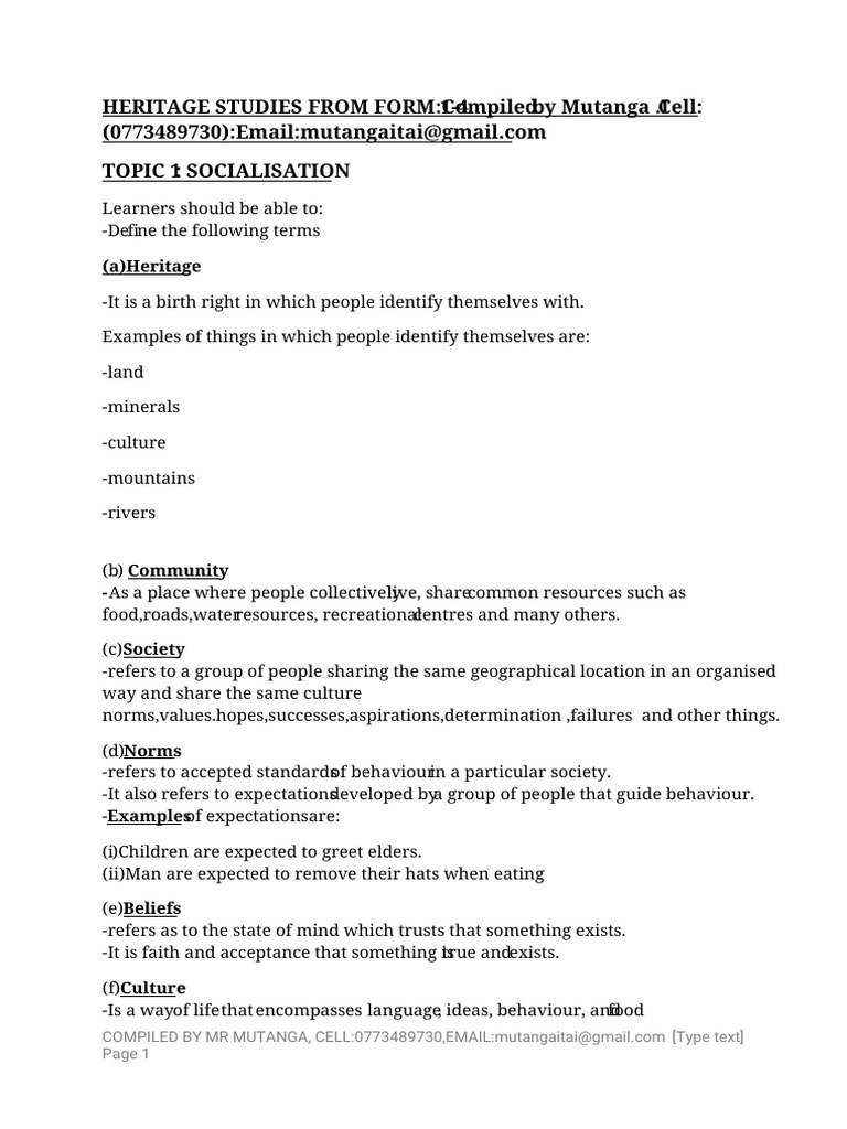 Nechie Heritage Form 3-4-1.Docx | PDF | Identity Document | Socialization